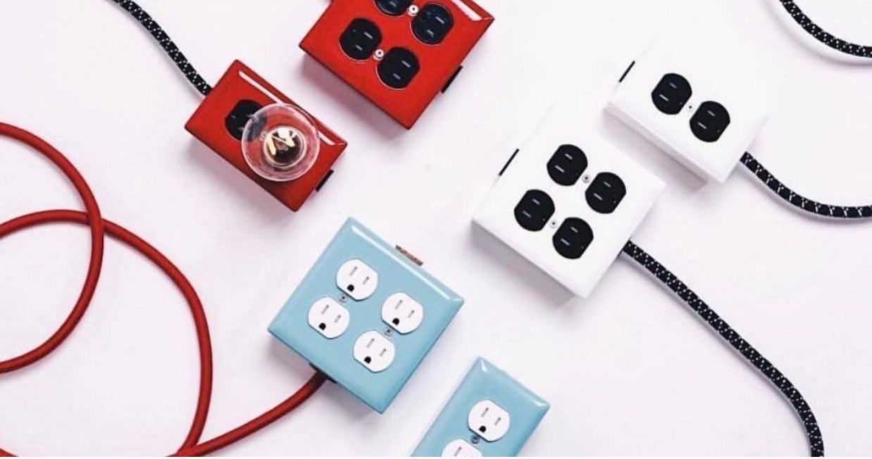 Cloth covered modern extension cord rated to 15 AMPS Extō+4 Collection ...